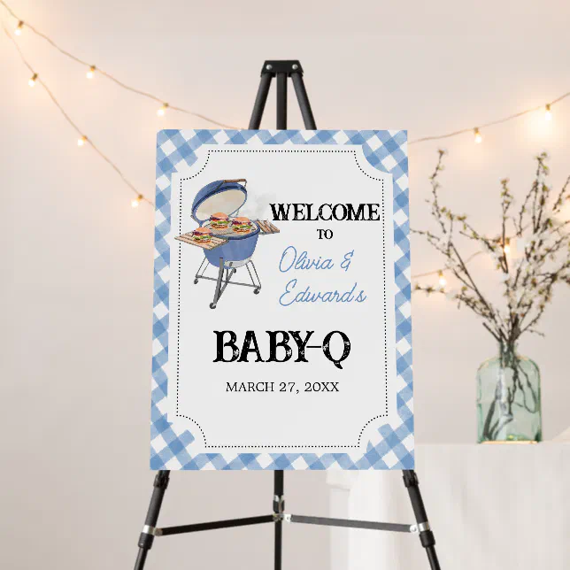Blue Burger BBQ Baby Shower Welcome Sign | Zazzle