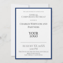 Blue Business or Corporate Event with Custom Logo Invitation | Zazzle