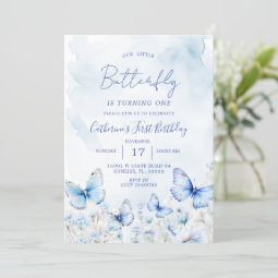 Blue Butterflies Birthday Party Invitation | Zazzle