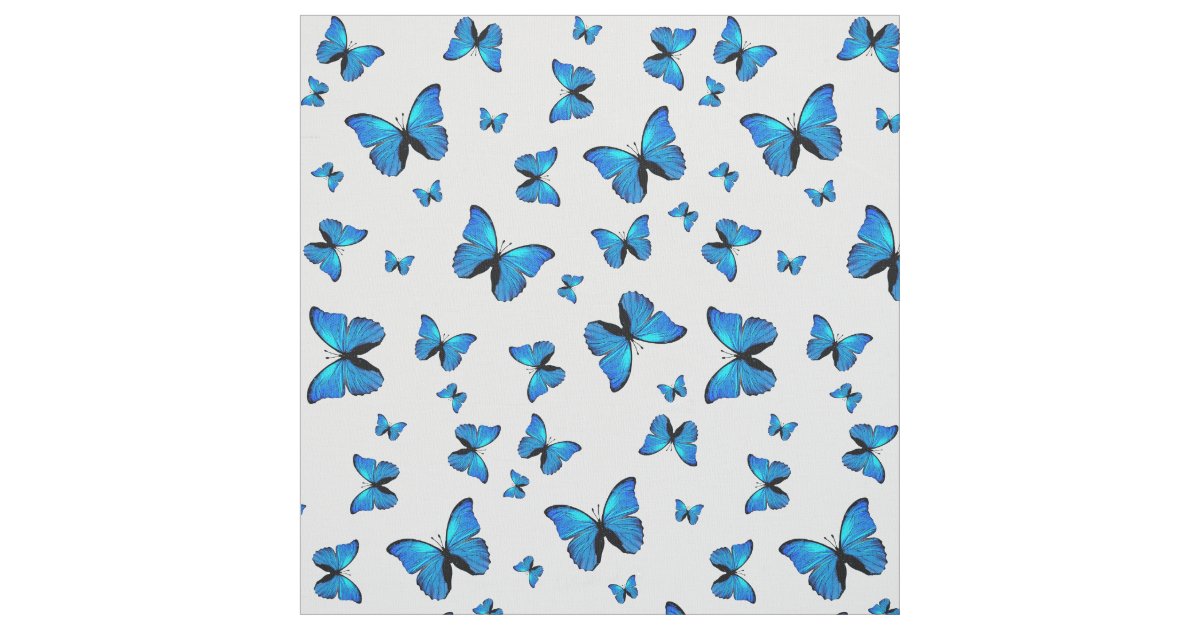 Blue butterflies fabric | Zazzle