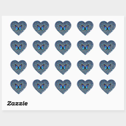 blue butterflies heart heart sticker | Zazzle