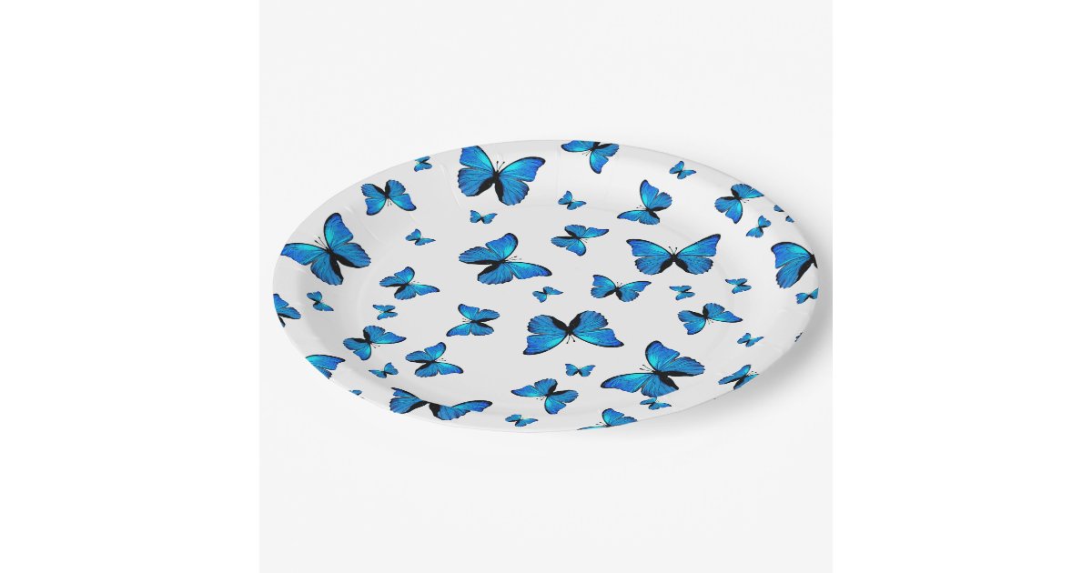Blue butterflies paper plates | Zazzle.com