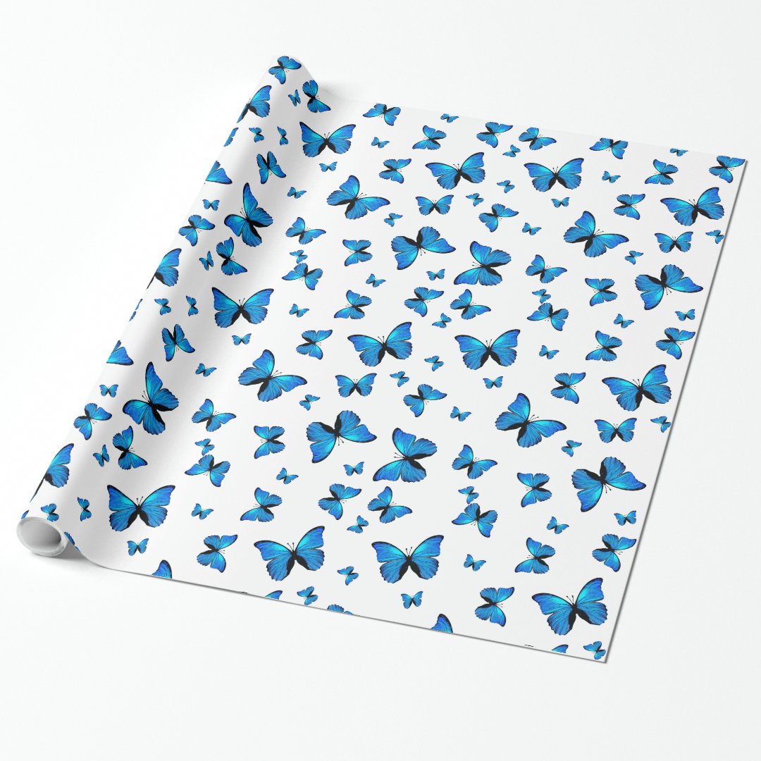 Blue Butterflies Wrapping Paper Zazzle
