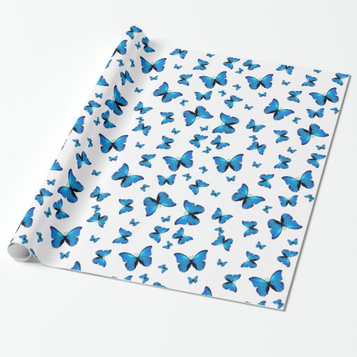 Blue butterflies wrapping paper | Zazzle