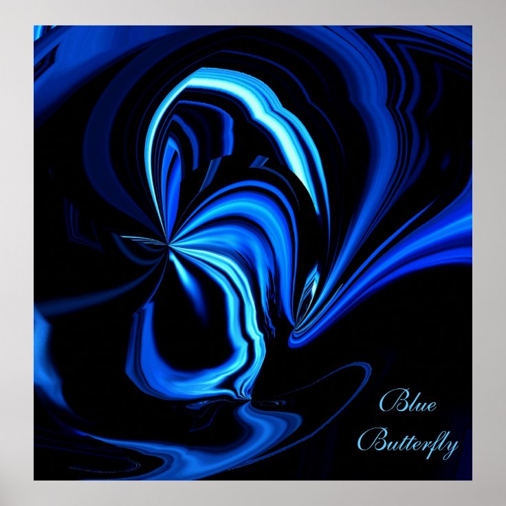 Blue Butterfly Abstract Poster | Zazzle