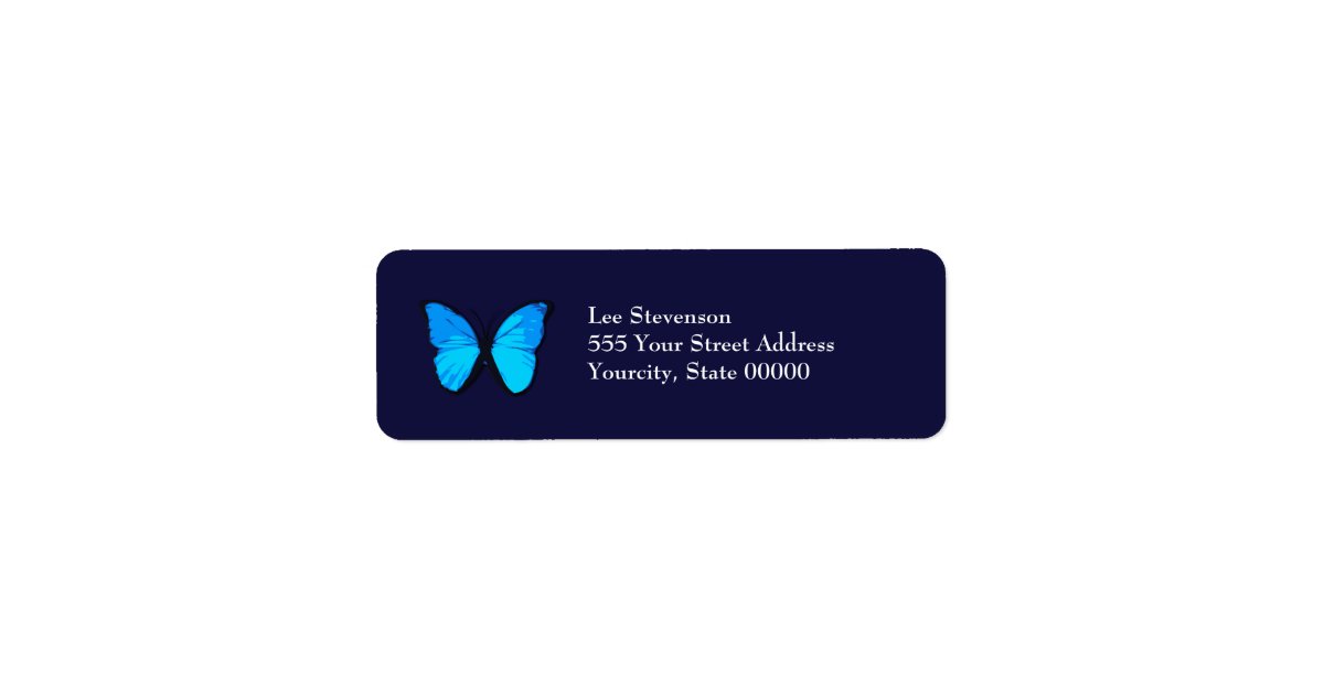 Blue Butterfly Address Label | Zazzle