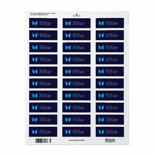 Blue Butterfly Address Label | Zazzle
