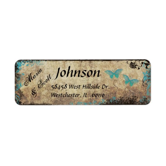 Blue Butterfly and Tree Vintage Address Label | Zazzle.com
