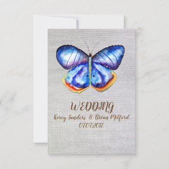 Blue Butterfly Canvas Wedding Invitation | Zazzle