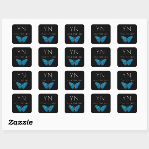 BLUE BUTTERFLY CUSTOM NAME STICKER | Zazzle
