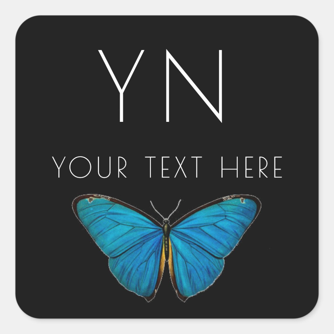 BLUE BUTTERFLY CUSTOM NAME STICKER | Zazzle