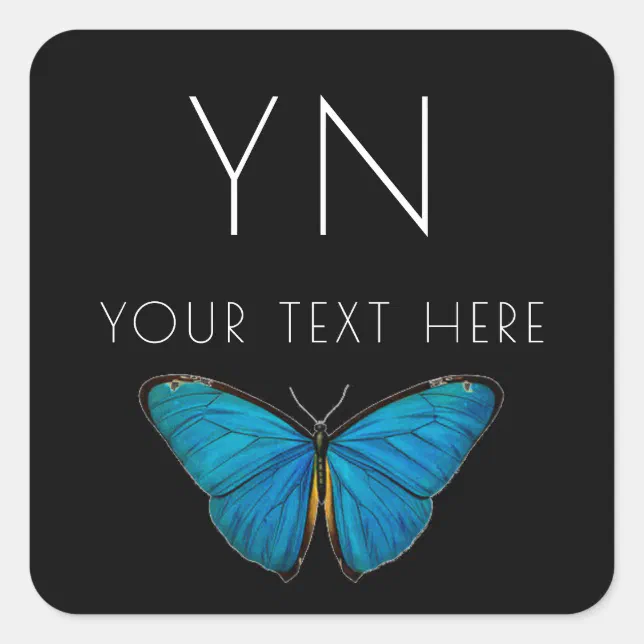 BLUE BUTTERFLY CUSTOM NAME STICKER | Zazzle