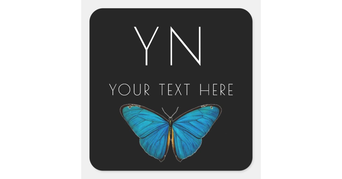 BLUE BUTTERFLY CUSTOM NAME STICKER | Zazzle