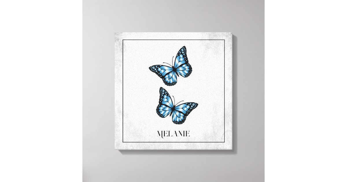 Blue Butterfly Floral Canvas Print | Zazzle