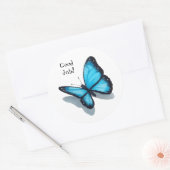 Blue Butterfly, Good Job, Teacher, Schooll Classic Round Sticker | Zazzle