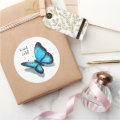 Blue Butterfly, Good Job, Teacher, Schooll Classic Round Sticker | Zazzle