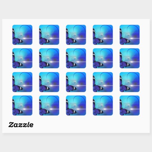 Blue Butterfly Image Square Sticker | Zazzle