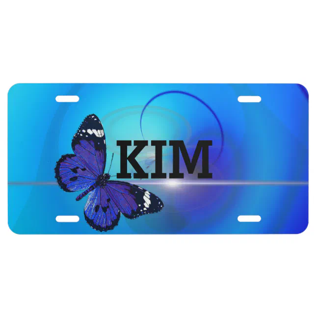 Blue Butterfly License Plate | Zazzle