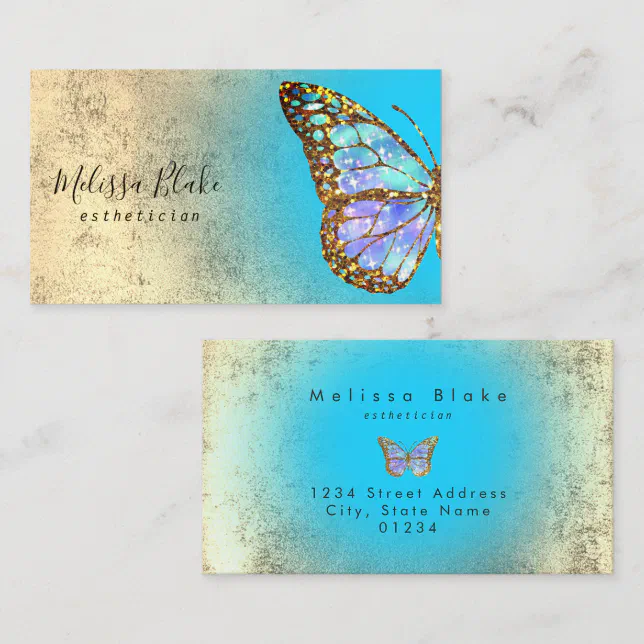 blue butterfly logo business card | Zazzle