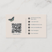 Blue Butterfly Minimalist Social Media QR Code Business Card | Zazzle