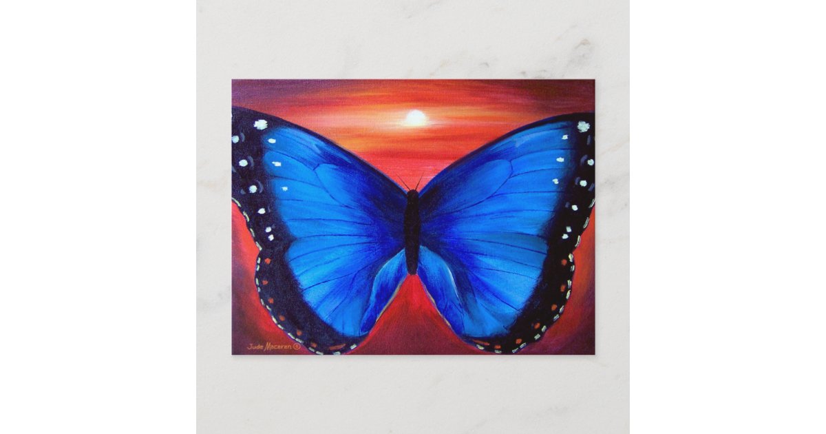 Blue Butterfly Morph Sunset - Multi Postcard | Zazzle