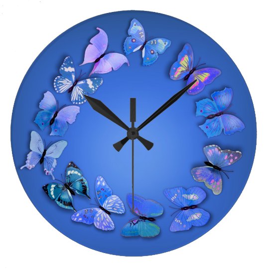 Blue Butterfly Novelty Wall Clock | Zazzle.com