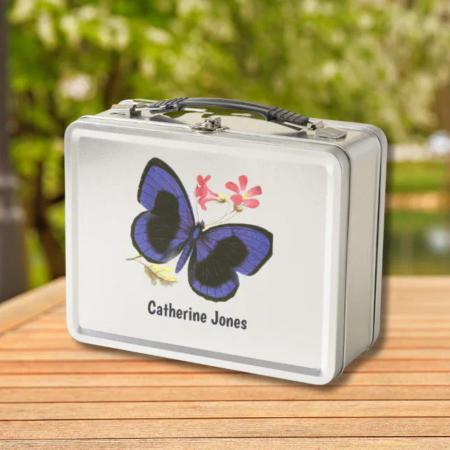 Blue Butterfly Personalized Kids Science Nerd Metal Lunch Box | Zazzle