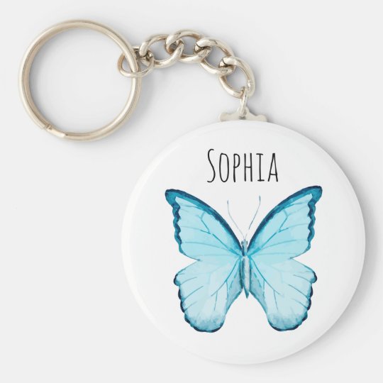 Blue Butterfly Personalized Name Template Keychain | Zazzle.com