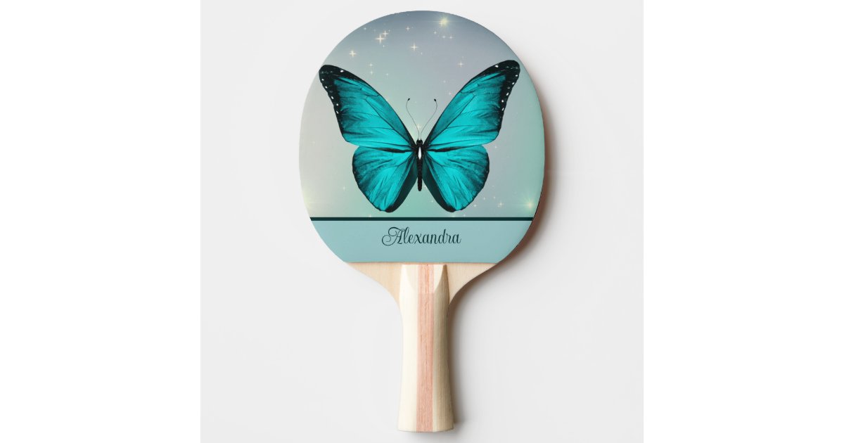 Blue Butterfly Personalized Ping Pong Paddle | Zazzle