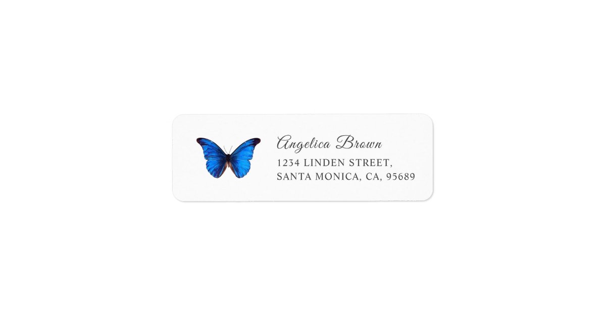 Blue Butterfly Return Address Label | Zazzle