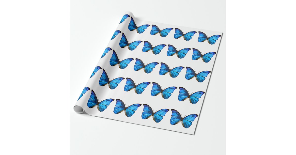 Blue Butterfly Wrapping Paper | Zazzle