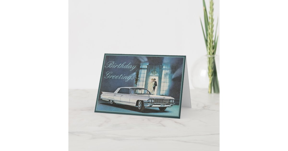 Blue Cadillac Elegant Birthday Card | Zazzle