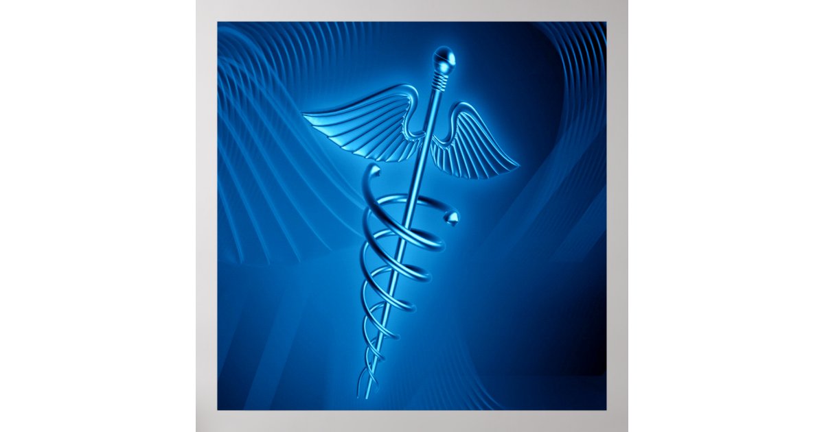 Blue Caduceus Poster | Zazzle