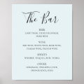 Blue calligraphy script wedding drinks bar menu poster | Zazzle