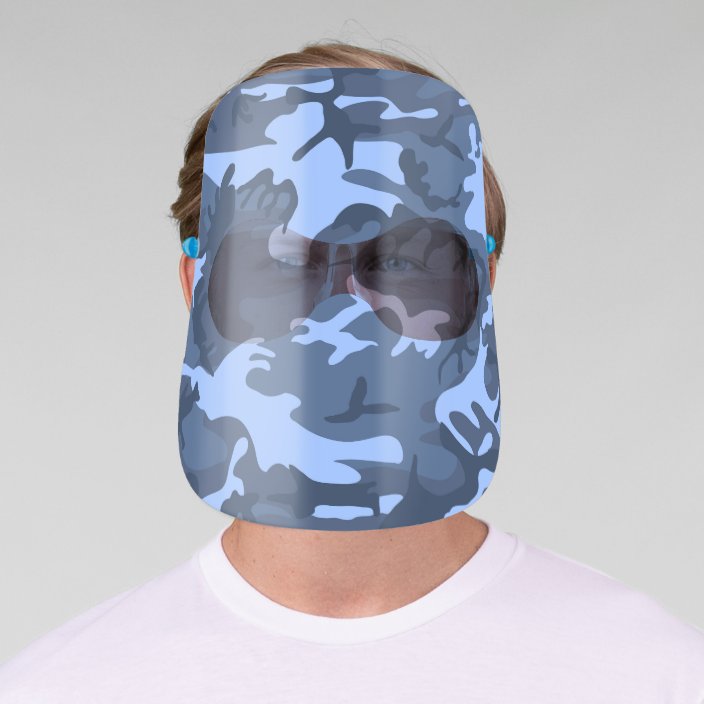 Blue Camo Camouflage Design Face Shield | Zazzle.com