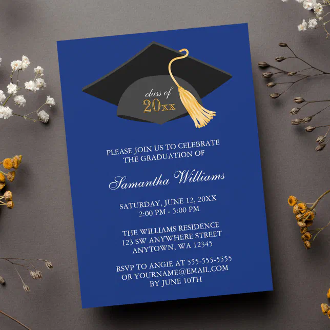 Blue Cap and Tassel Graduation Announcement | Zazzle