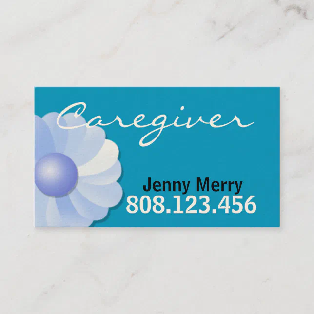 Blue Caregiver Business Card template | Zazzle