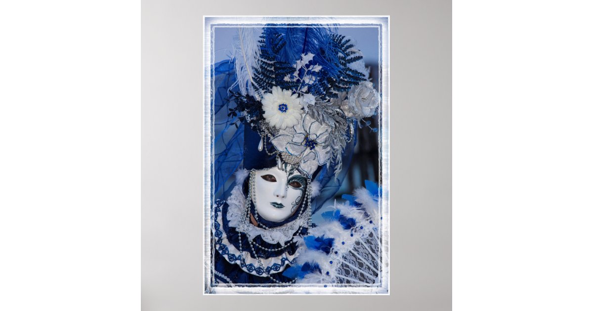Blue Carnival Costume, Venice Poster | Zazzle