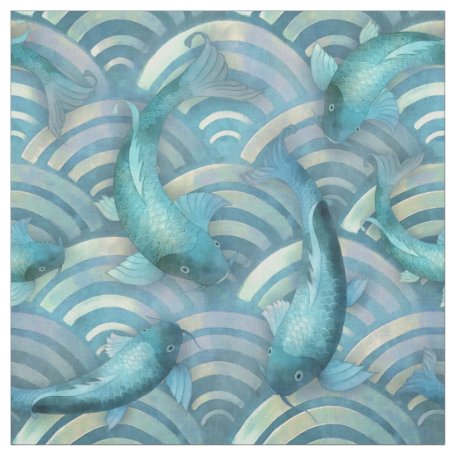 Vintage Japanese Koi Fish Scales Pattern Fabric | Zazzle