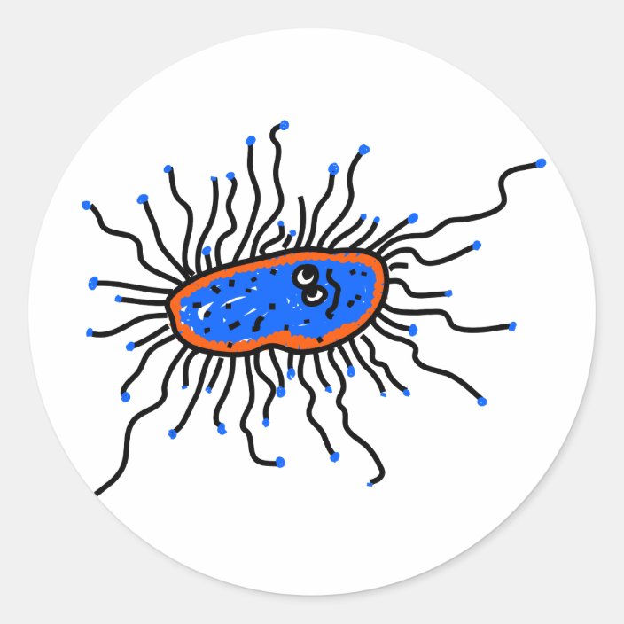 Blue Cartoon Germ Classic Round Sticker | Zazzle.com