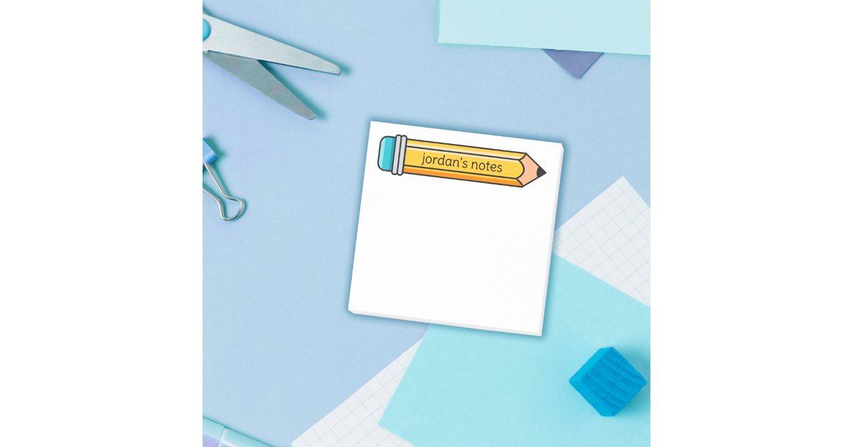 Blue Cartoon Pencil Illustration Your Name's Notes | Zazzle