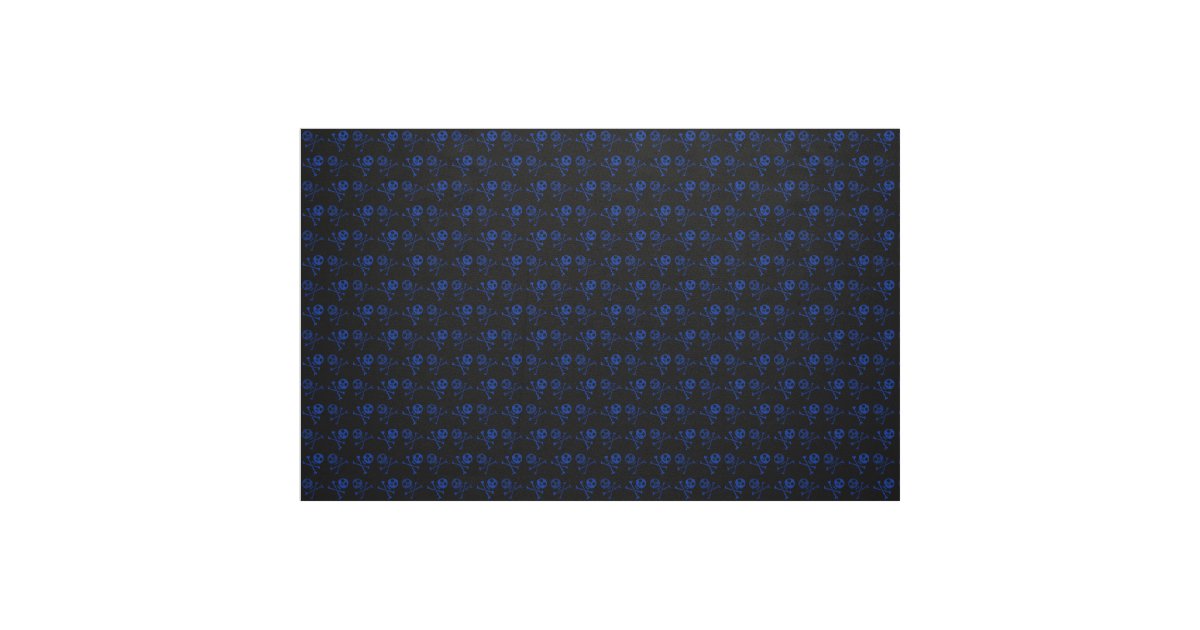 Blue Cartoon Skull Pattern Fabric | Zazzle
