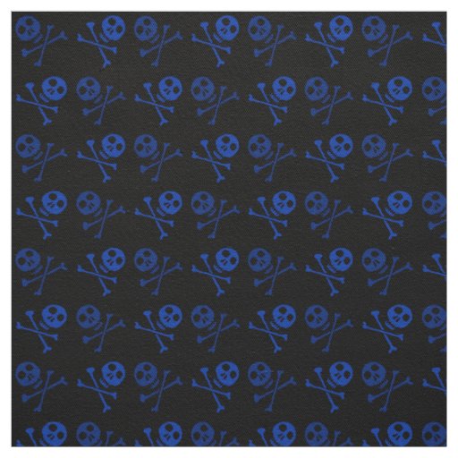 Blue Cartoon Skull Pattern Fabric | Zazzle