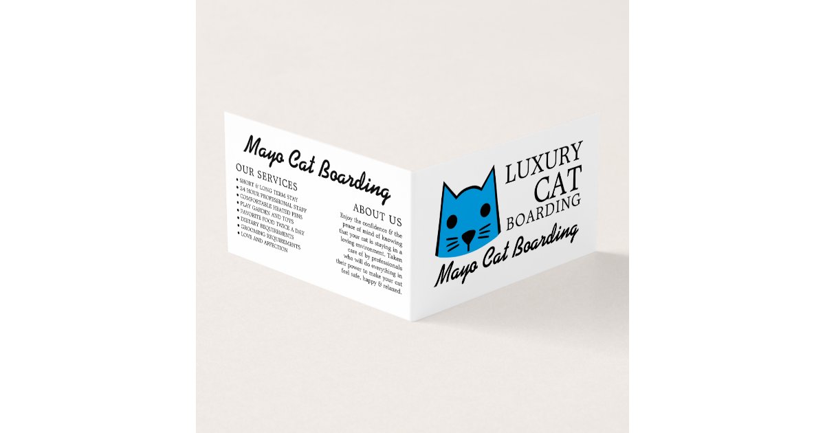 Blue Cat, Cat Boarding, Cattery Detailed Business Card | Zazzle