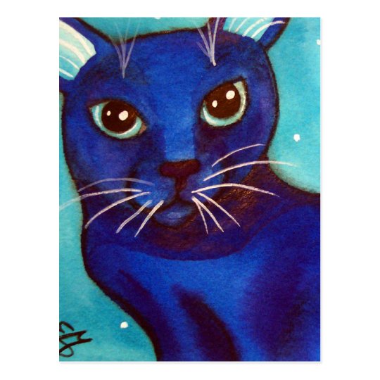 Blue Cat Full Moon Postcard | Zazzle.com