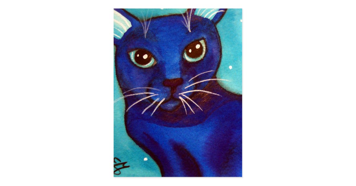 Blue Cat Full Moon Postcard | Zazzle.com