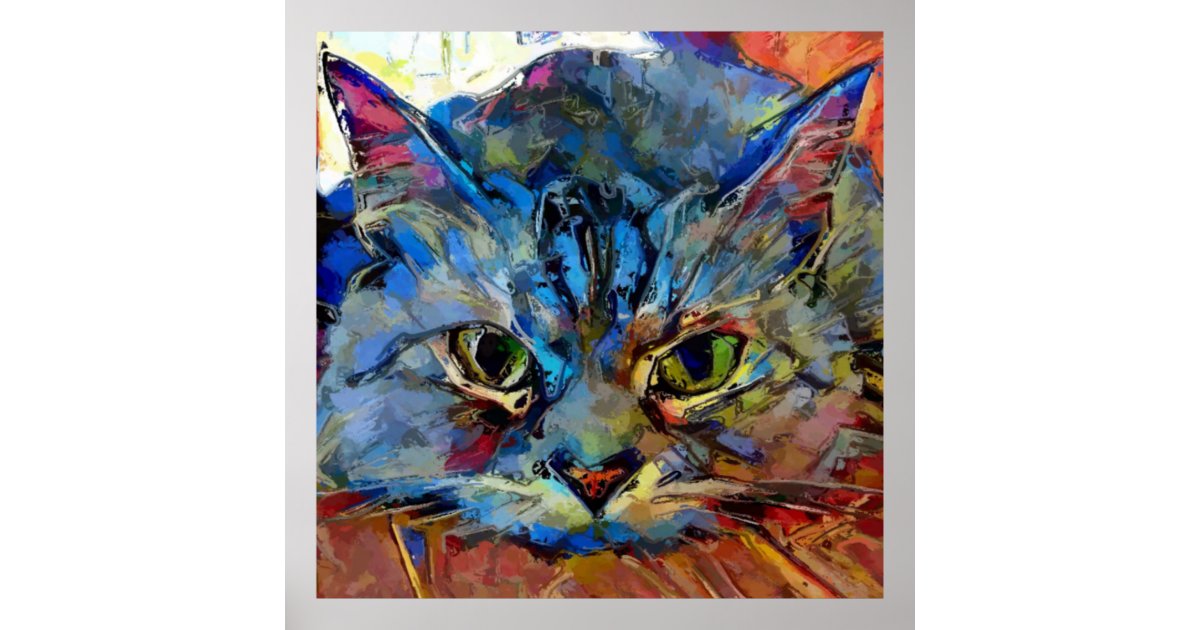 Blue Cat Poster | Zazzle