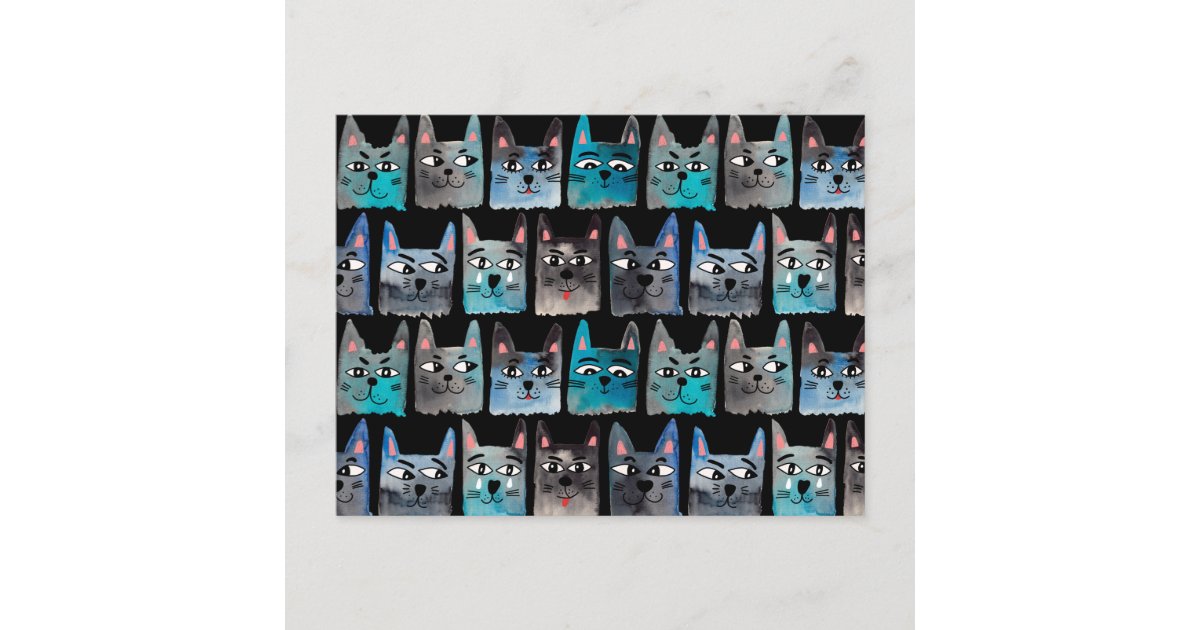 Blue cats postcard | Zazzle