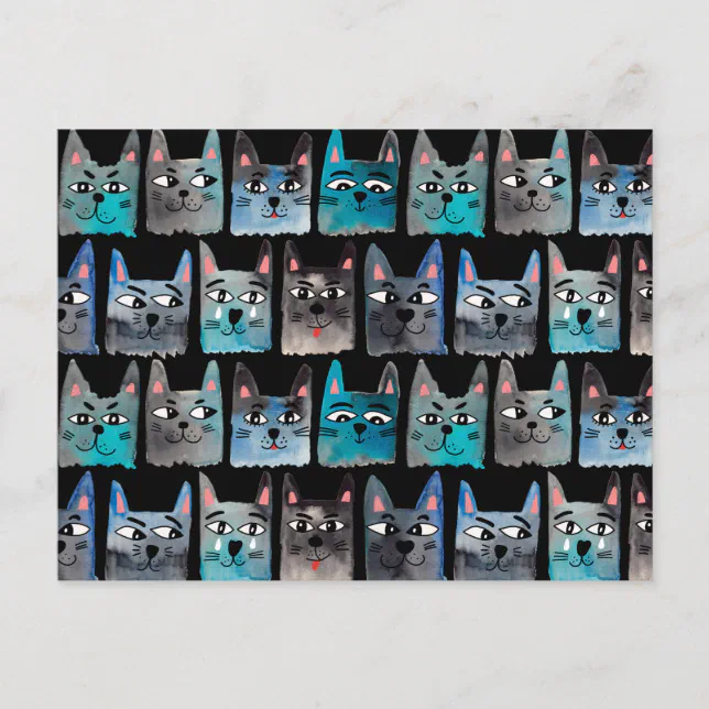 Blue cats postcard | Zazzle
