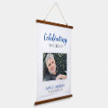 Blue Celebration Of Life Photo Memorial Funeral Hanging Tapestry | Zazzle